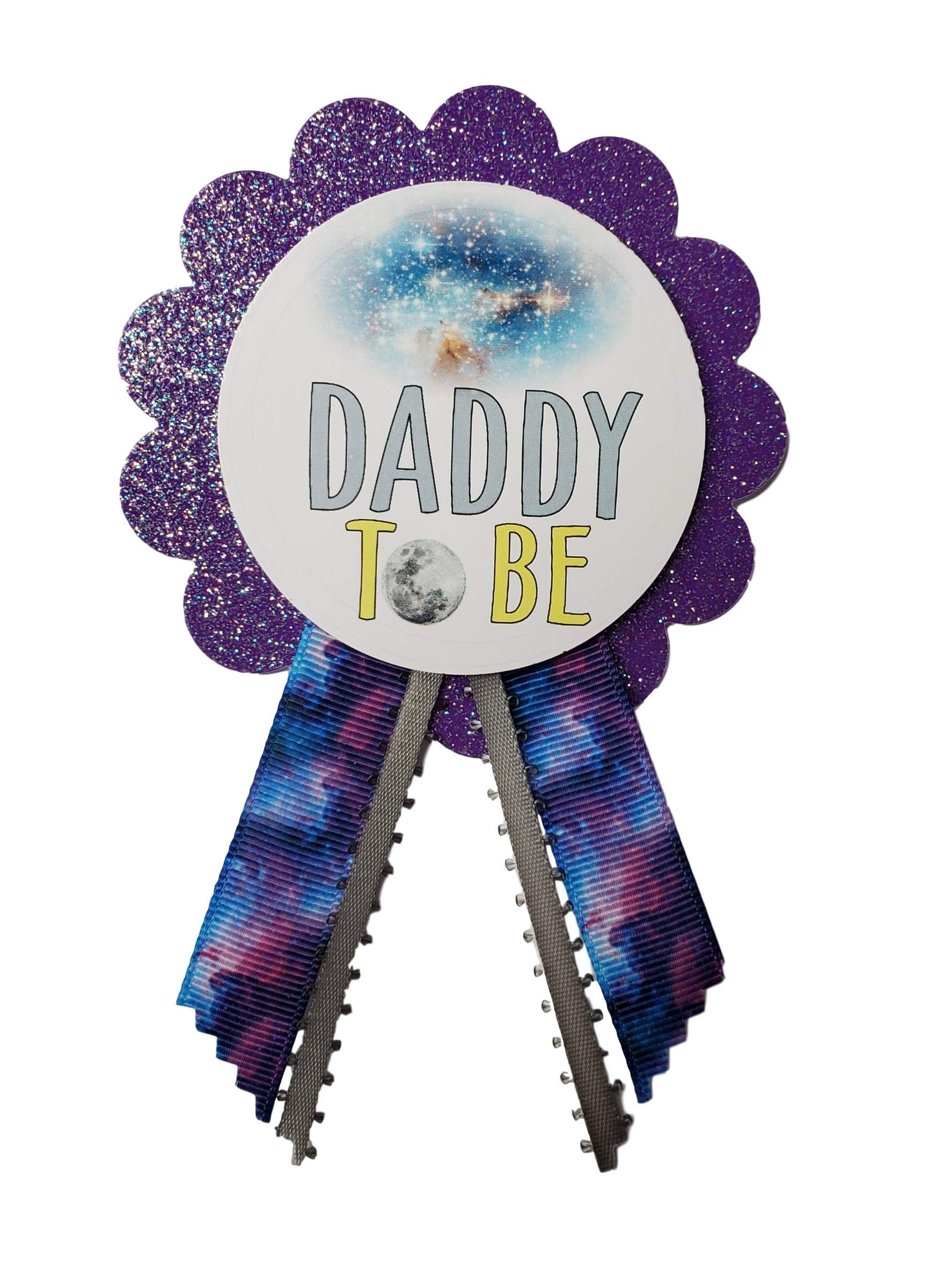 2 Mommy & Daddy to Be Button Pins Galaxy Baby Shower It's a Girl Boy for parents to wear, Purple Glitter Sprinkle