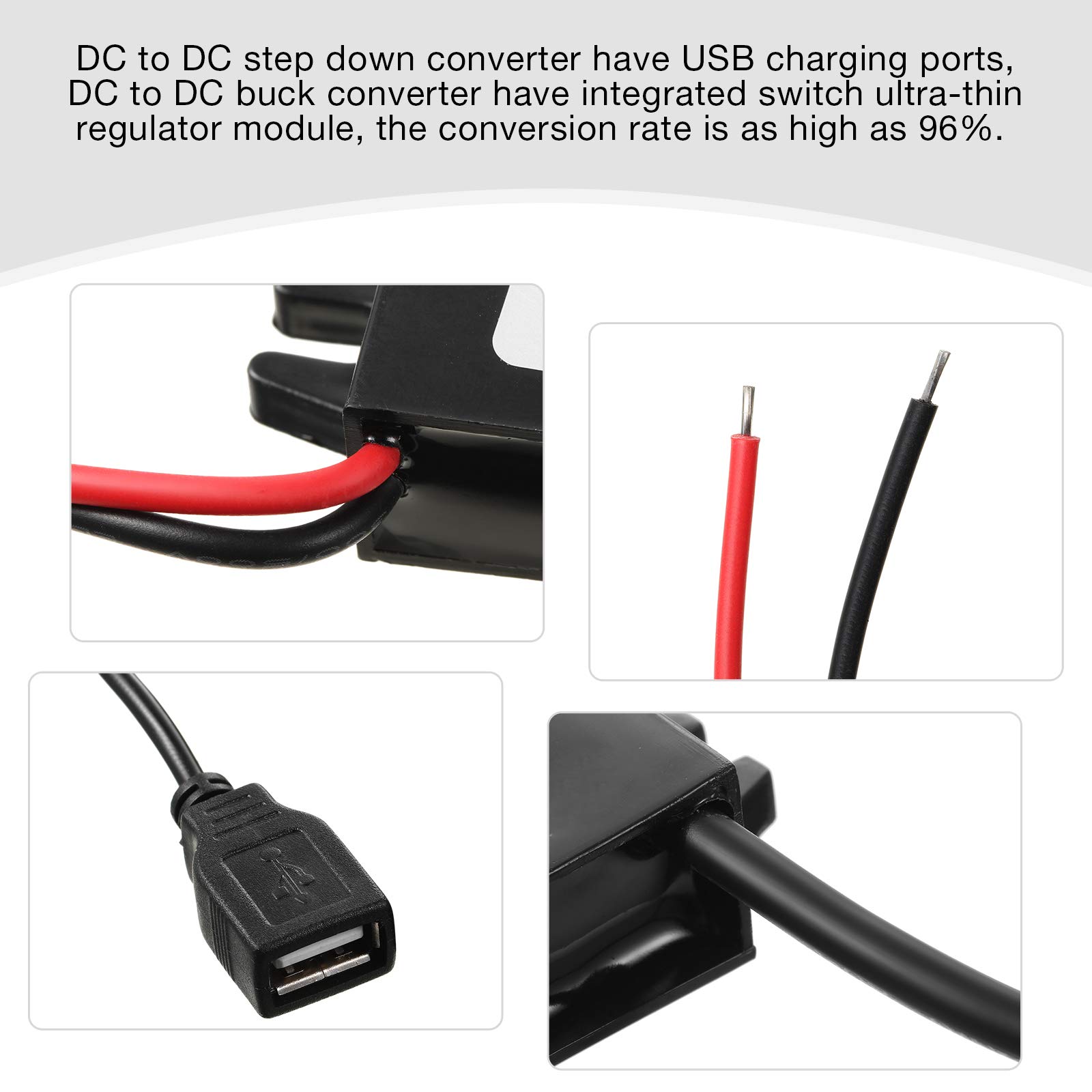 Weewooday 12V to 5V DC Converter Buck Module USB Output Power Adapter DC to DC Regulator Car Power Converter