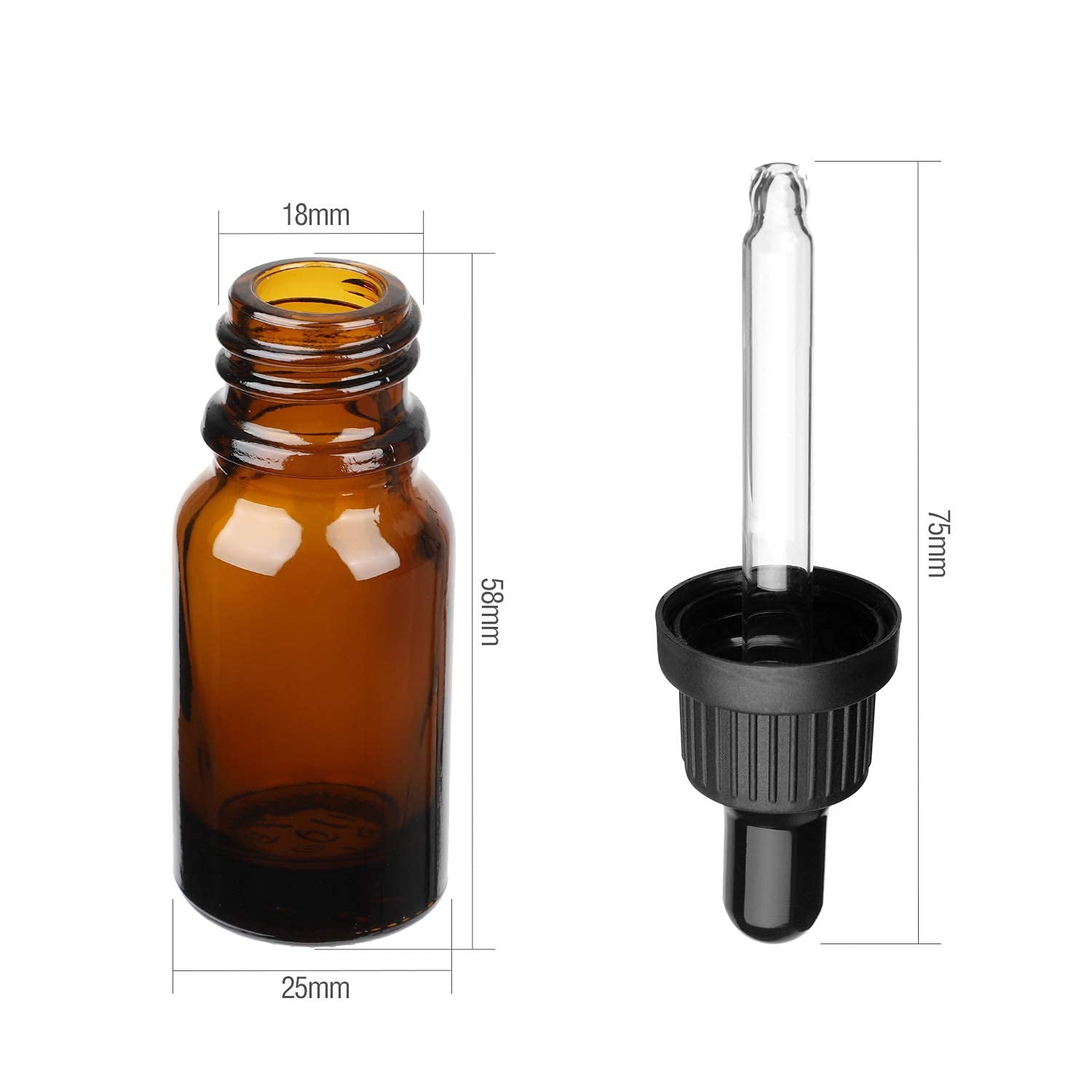 Amber Glass Dropper Bottle with Glass Pipette, 6 X 10ml Glass Eye Dropper Bottles Refillable for Essential Oil Aromatherapy Blends