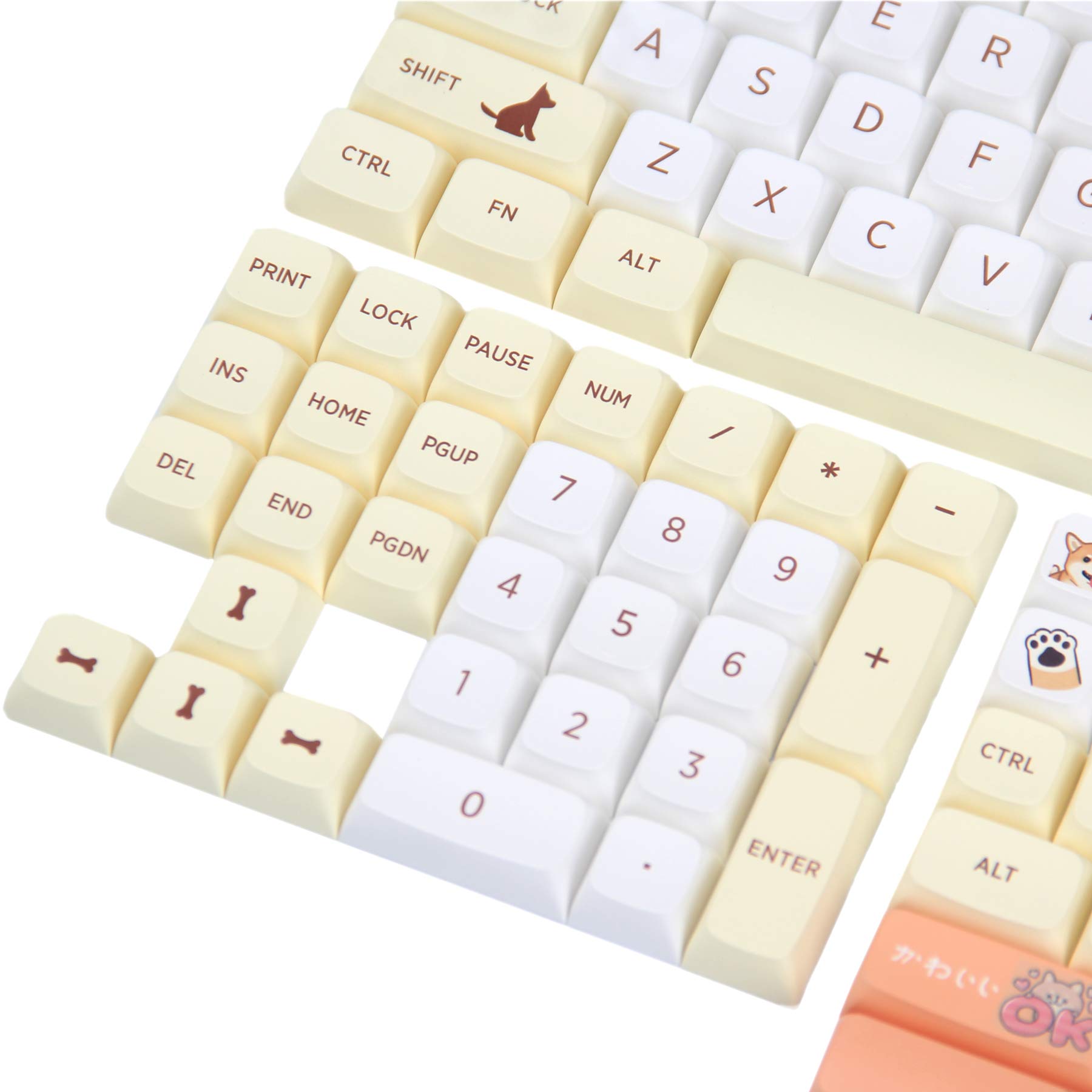 139 Keys Set XDA Profile Custom Keycaps PBT Dye Sublimation ANSI Layout Keycaps Set for Gateron Kailh Cherry MX Switches Mechanical Gaming Keyboards (Shiba Inu with English Characters)
