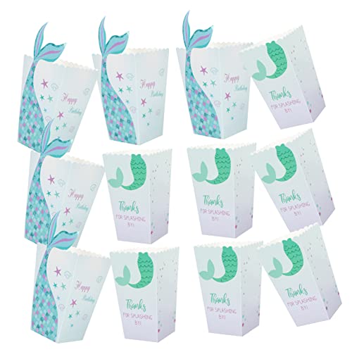 24pcs Popcorn Box Popcorn Box Snack Gift Box Mini Gift Bags for Favors Mini Gift Boxes Food Container Mermaid Popcorn Bucket Candy Table Containers Disposable Popcorn Paper Cup