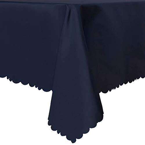LUSHVIDA Rectangle Table Cloth β Washable Water Resistance Microfiber Tablecloth Decorative Table Cover for Banquet Party Kitchen Dining Room, Navy 60 x 84 Inch