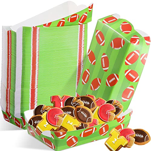 100 Pcs Football Paper Food Trays Nacho Trays Football Paper Party Bowls Football Party Supplies Snack Candy Holder Trays Disposable Serving Trays for Football Sports Event Family Party Decorations