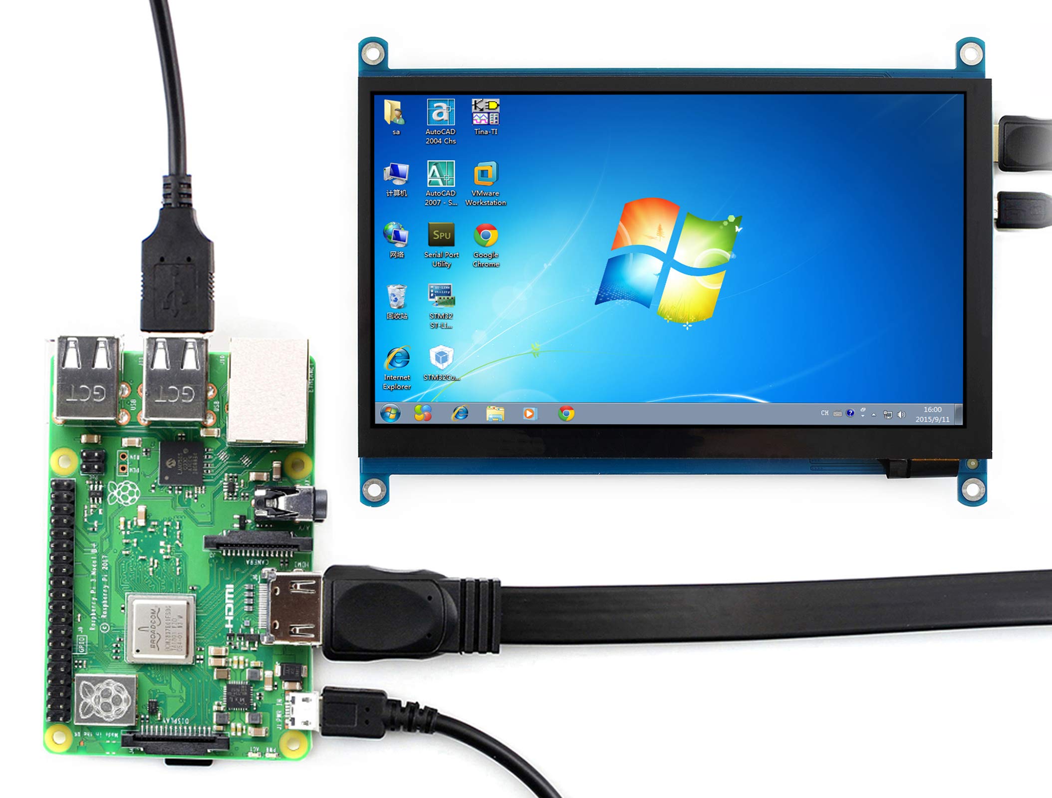 waveshare TOP1 7inch Capacitive Touch Screen LCD (H) HDMI IPS Display Computer Monitor 1024×600 Pixels Supports Raspberry Pi/Jetson Nano/Windows 11 Game Console