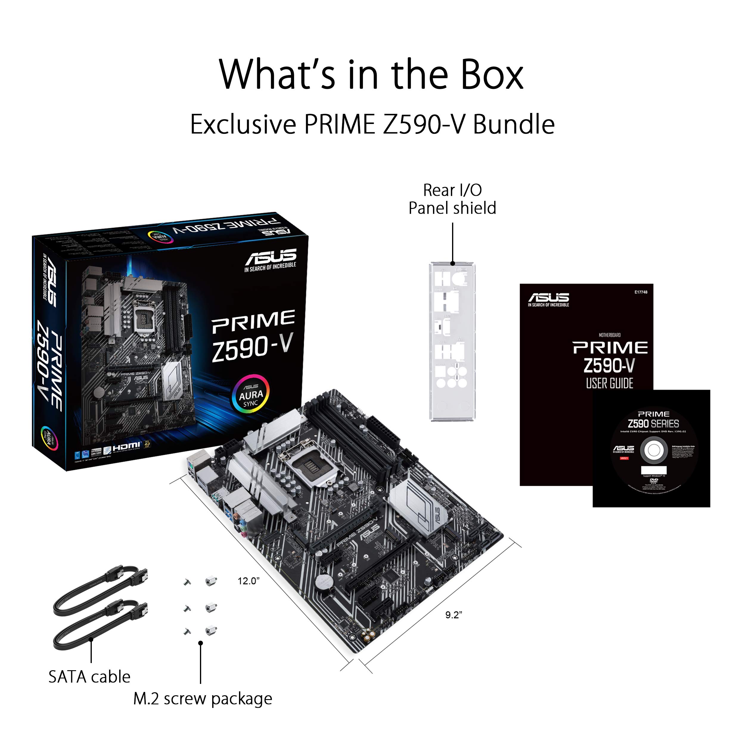 ASUS Prime Z590-V LGA 1200 (Intel® 11th/10th Gen) ATX motherboard (PCIe 4.0, 8+1 Power Stages, 3X M.2, 1Gb LAN,SPI-TPM header, Thunderbolt™ 4 support, Aura Sync RGB)