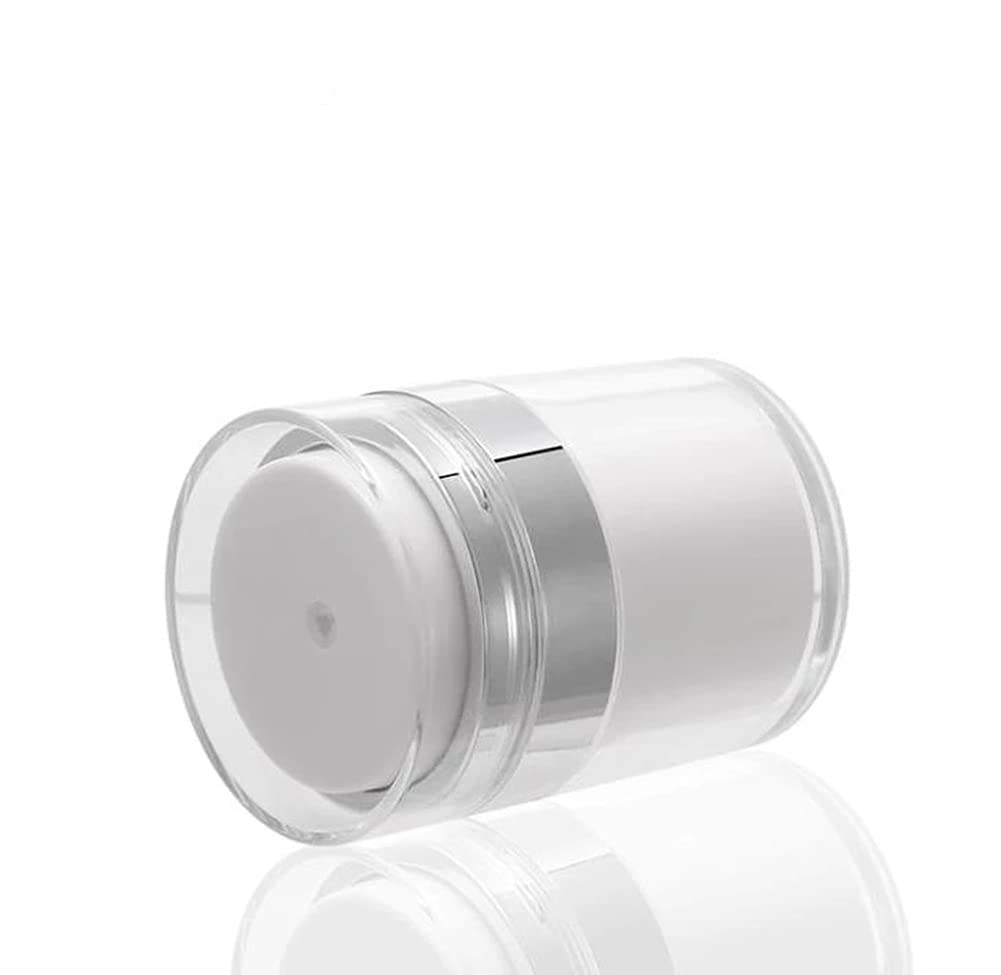Furnido 2 Pack 1.7 oz Refillable Airless Pump Jars With Lid, Empty Acrylic Makeup Cosmetic Containers for Thick Moisturizer, Travel Lotion, Skincare, Cream,White