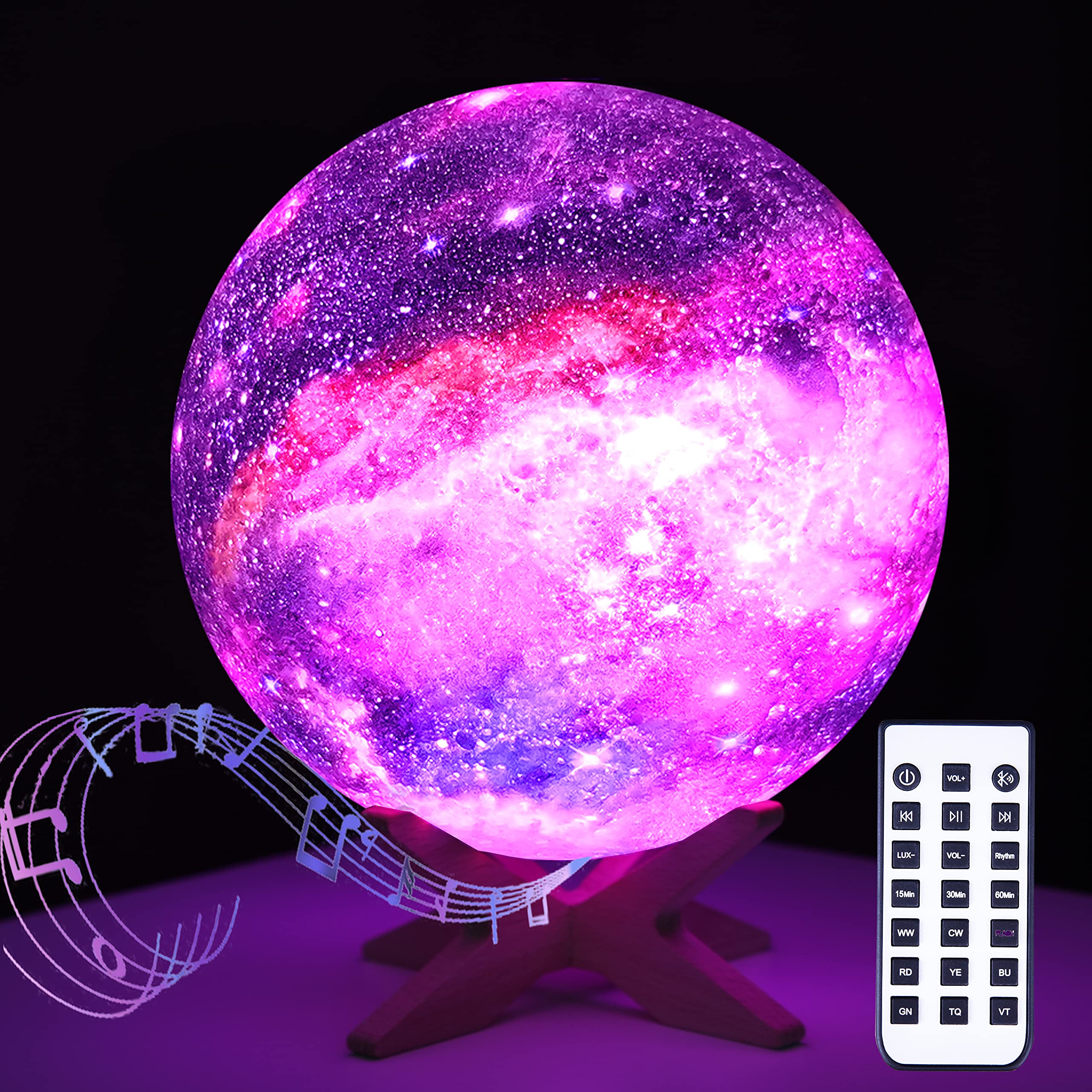 HYODREAM Musical Moon Lamp with White Noise Sleeping Sound Machine for Baby, Built-in White Noise/Nature Sound/Lullaby & Bluetooth Box, Remote Control 8 Colors Night Light