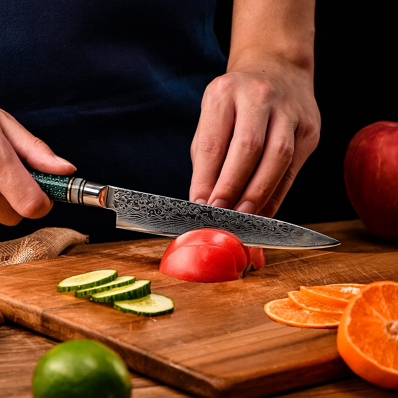 Utility Paring Knife 6 Inch Damascus Chefs Knife Utility Kitchen Knife Japanese VG10 Kitchen Paring Knives 67-Layer High Carbon Stainless Steel Knife Fruit Knife Christmas Gift