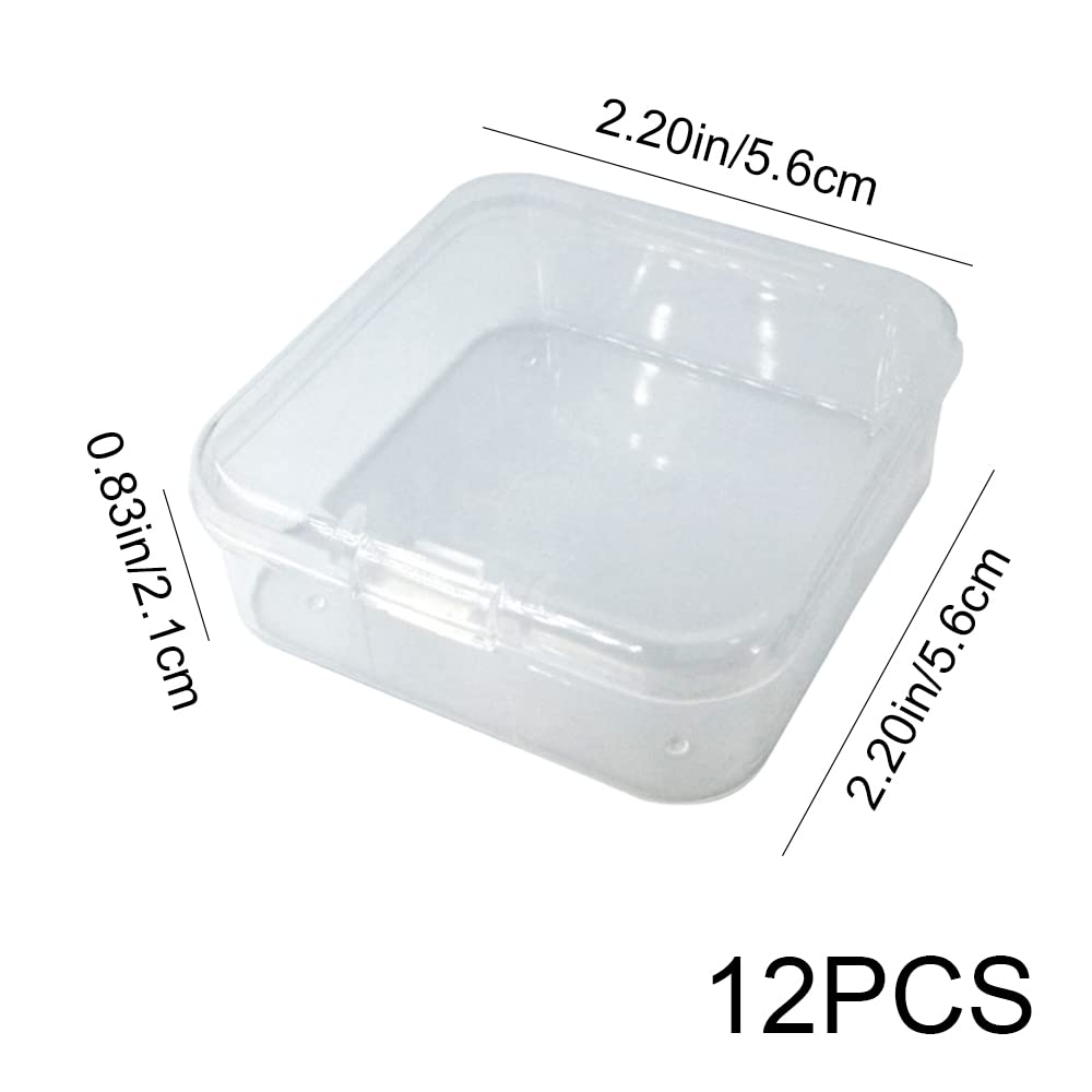 12 Pcs Bead Storage Containers Plastic Beads Storage Boxes with Strong Lids Clear Storage Boxes for Storing and Carrying Beads Coins Jewelry Pills