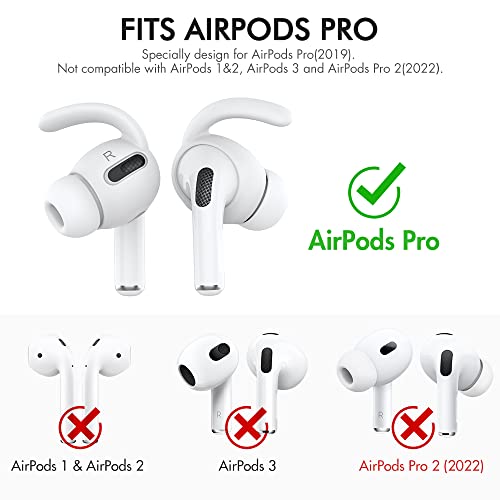 AhaStyle 3 Pairs AirPods Pro Ear Hooks Covers [Added Storage Pouch] Anti-Slip Ear Covers Accessories Compatible with Apple AirPods Pro (White)
