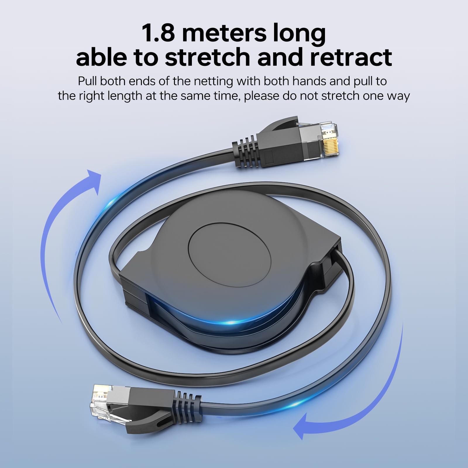 CNCOB Retractable Ethernet Cable Cat6 5.9 ft Ethernet Cable 2 Pack Flat LAN Cable High Speed Outdoor Ethernet Patch Cord for Laptop Travel (5.9 feet(1.8M))