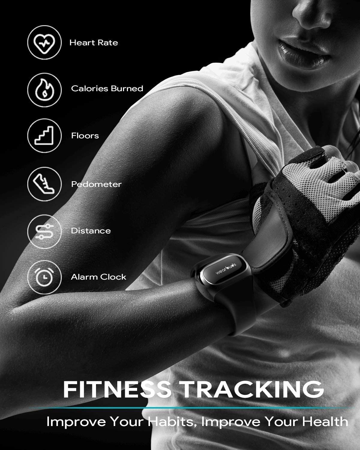 Aipower Wearbuds Smartwatch with True Wireless Earbuds, Fitness Tracker Heart Rate Monitor Calorie Steps Counter, Smart Watch with Bluetooth Earbuds