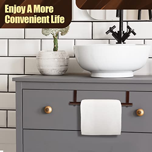 2 Pack Towel Rack for Cabinet Steel over Door Towel Rack Modern over Cabinet Towel Hanger Towel Bar Holder 9 Inch Storage Organizer for Universal Fit on Kitchen Bathroom over Cabinet Cupboard (Bronze)