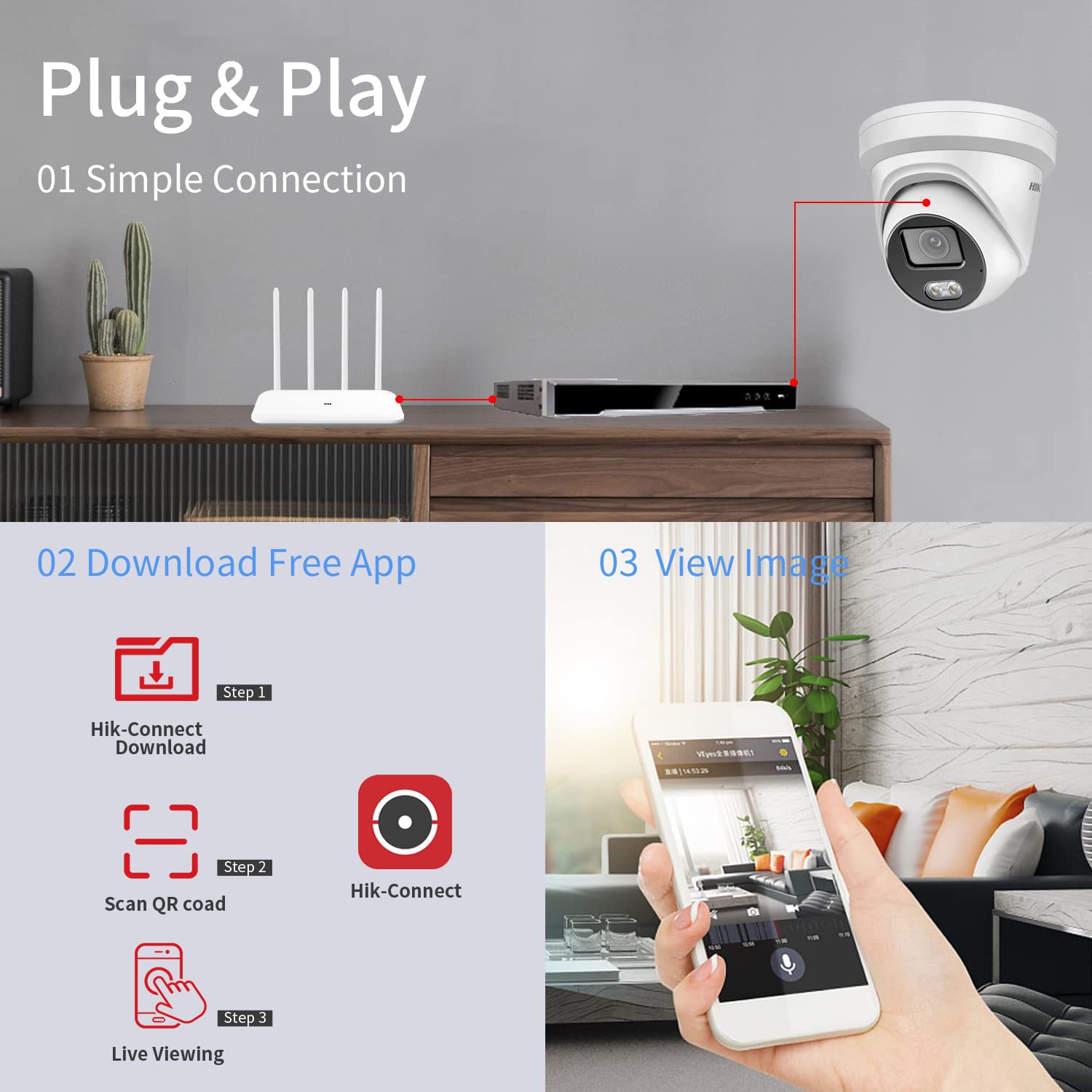 Hikvision IP Camera Turret Compatible DS-2CD2347G2-LU 2.8mm Lens 4MP Color-Vu Fixed Turret Network Camera H.265,130dB WDR,24/7 Colorful Imaging, PoE Camera, International Version
