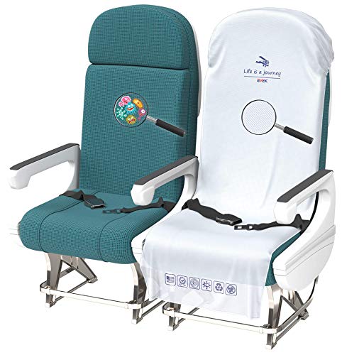 1pcs Protective Airplane Seat Covers for Travel Automotive Seat Cover Plane Protector Cars Taxi Train Public Transit Bus Disposable/Reusable Hygienic (White, 1-Pack)