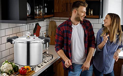 25 quart pressure canner cooker,Built-in luxury digital pressure gauge,Aluminum Explosion proof pressure cookers canners for canning,With1steaming tray Induction Compatible,Delivery from US warehouse