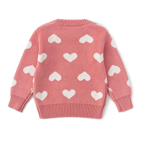 Simplee kids Baby Girls' Valentine's Sweater Pink Pullover Coat Cotton Sweater Patterns to Knit Heart for Autumn Fall and Winter 2-3T
