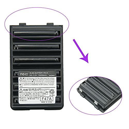 Vineyuan 7.2V 1500mAh FNB-V83 Replacement Battery for Yaesu Vertex VX-410 VX-420 VX-417 VX-160 VX-168 VX-428 VX-429 VX-250 FT-60R FT-250R Two Way Radio Battery