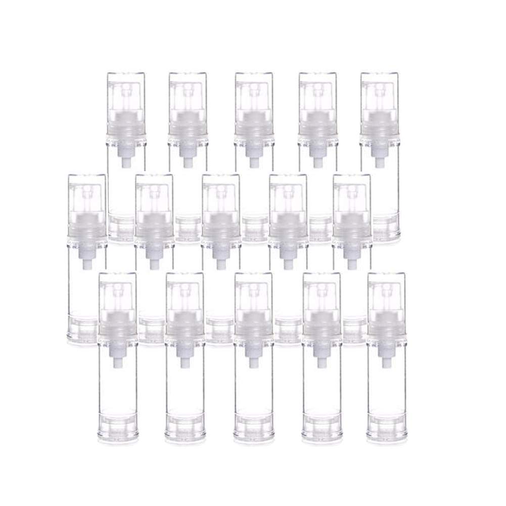 15 Pcs Clear Airless Lotion Pump Bottles Empty Cream Vacuum Bottles Cosmetic Containers Travel Press Pump Bottles For Foundations,serums,and more (5ml)