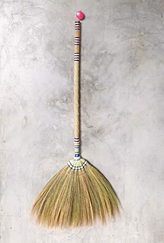 2 in 1 Natural Grass Broom Set by SN SKENNOVA -Traditional Sweeping Broom Thai Handmade Broom Handmade Kitchen Broom Asian Broom (26" 40")