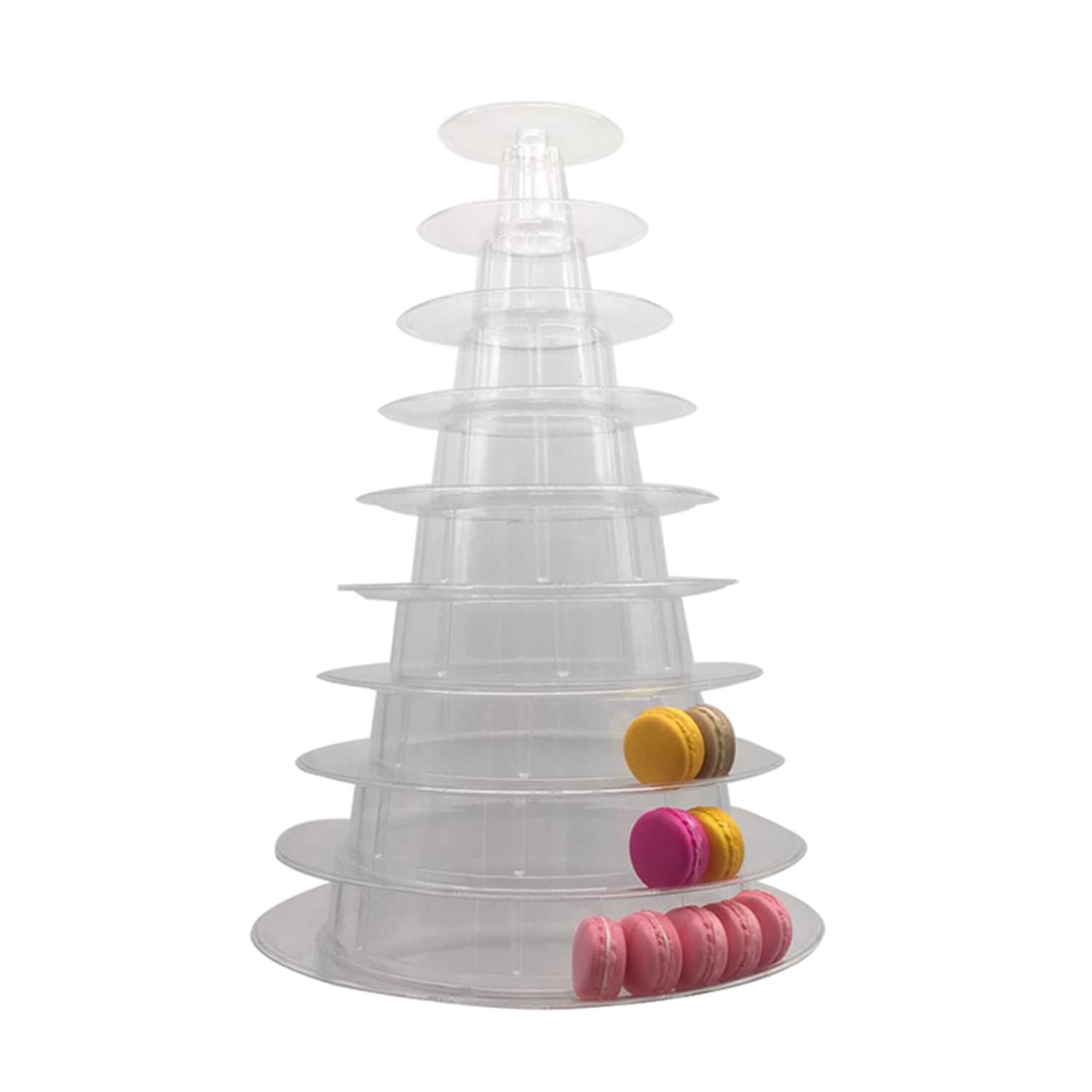 10 Tier Macaron Cake Tower 4" - 13" Plastic Transparent Cake Display Stand Desserts Cupcake Holder Rack Platter Wedding Birthday Party Decor