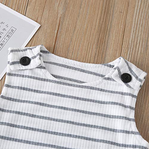 UWBACK Newborn Infant Baby Boy Girl Romper Bodysuit Striped Outfits Coverall Sleeveless Baby Clothes White striped CN100