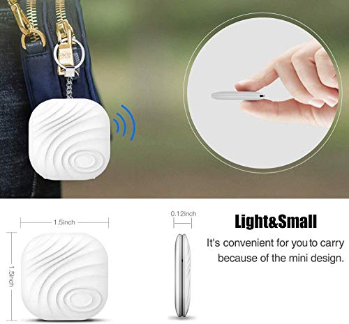 Key Finder Locator (Pack of 2), Smart Bluetooth Item Tracker & Finder Device for Wallet, Phone, Dogs, Cats - Anti-Lost Bidirectional Alarm Reminder - Replaceable Battery, White + Green