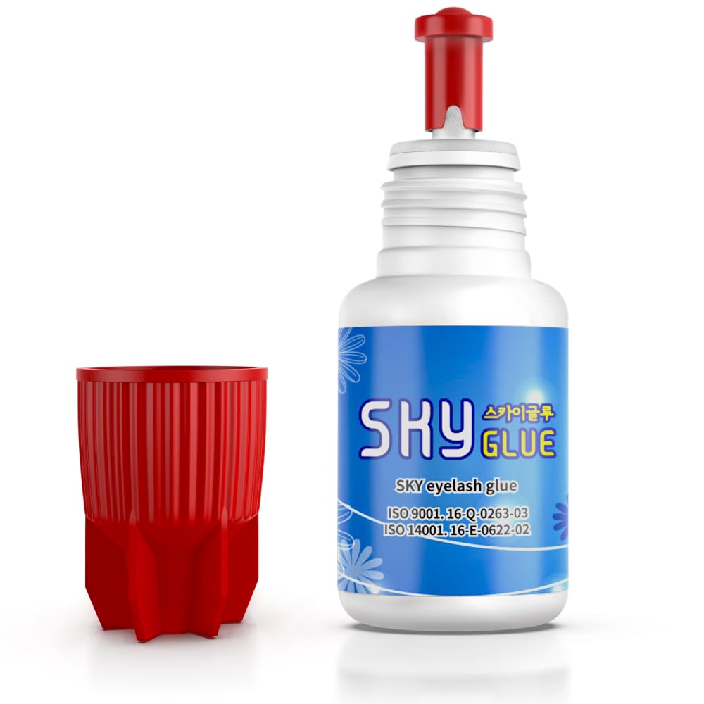 2 Bottles Sky Glue for Eyelash Extensions S+ | Super Strong Black Lash Extension Adhesive for Professional Long Lasting Semi Permanent Individual Lash Extensions | Fast Drying / 7+ Week Retention 5ml