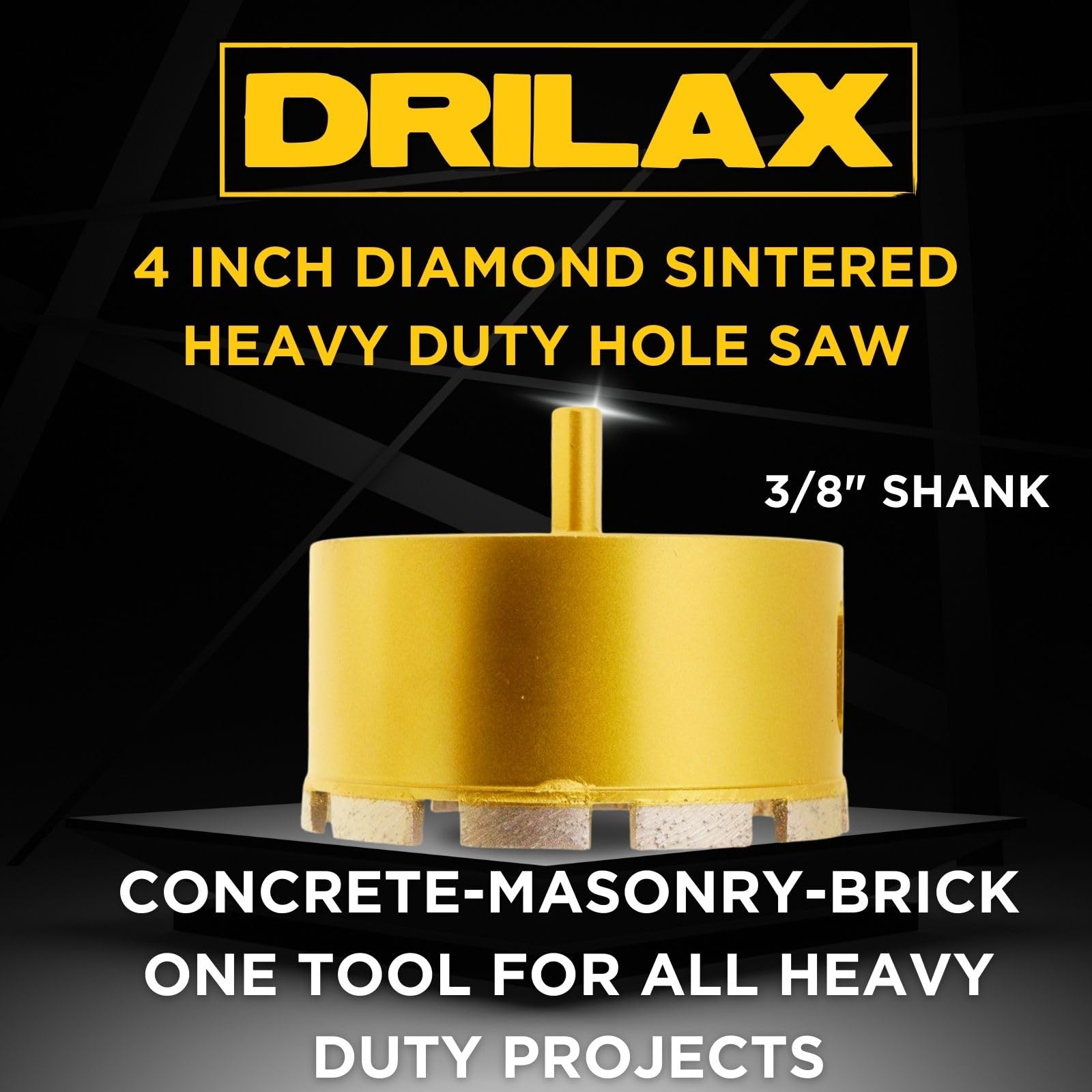 4 Inch Masonry Hole Saw, Diamond Hole Saw, Heavy Duty Dry Core Hole Saw for Concrete Hole Saw Bit Brick, Cinder Block, Core Drill Guide Included Extra Long Depth of Cut