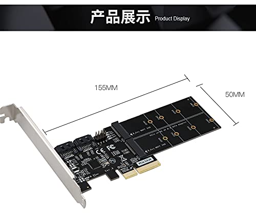 4in1 Dual M.2 NGFF (B Key) SSD+ Dual SATAIII 6G SSD/HDD to PCI Express 4X Converter Adapter with Low Profile Bracket for Desktop PC
