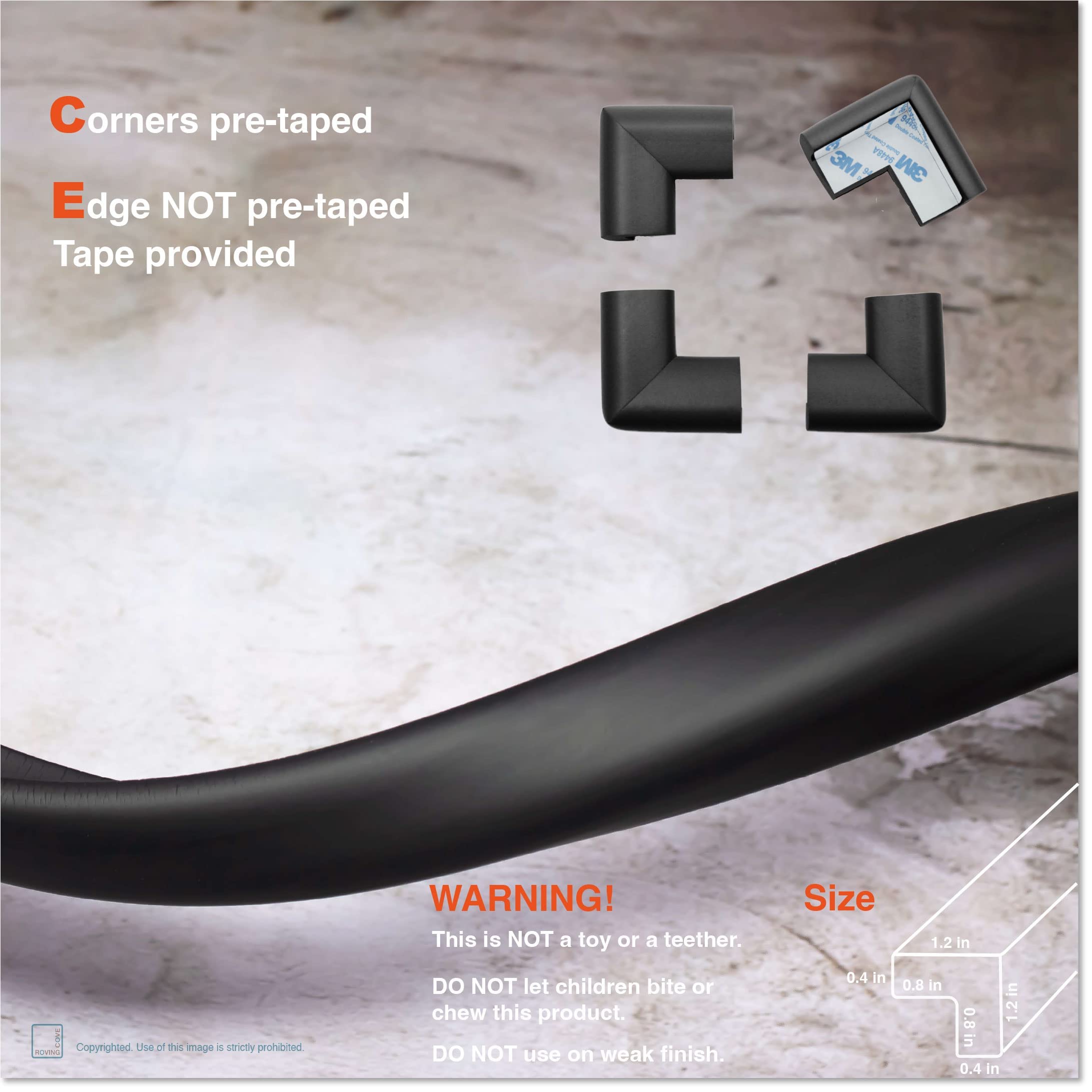 18ft Edge 16 Corners - Bundle & Save - RovingCove HeftyFit Edge Corner Guards (18ft Edge 8 Corners, Onyx Black) + RovingCove HeftyFit Corner Guards (8 Corners, Onyx Black)