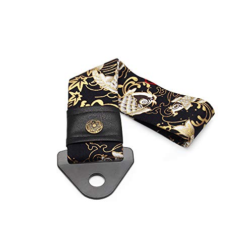 Ancient Japanese Antiquity Element Tow Strap,Car Modification Sports Trailer Belt with Combination of Koi Traction Rope Trailer Hook Fit for Decorative Trailer Belt(Black)