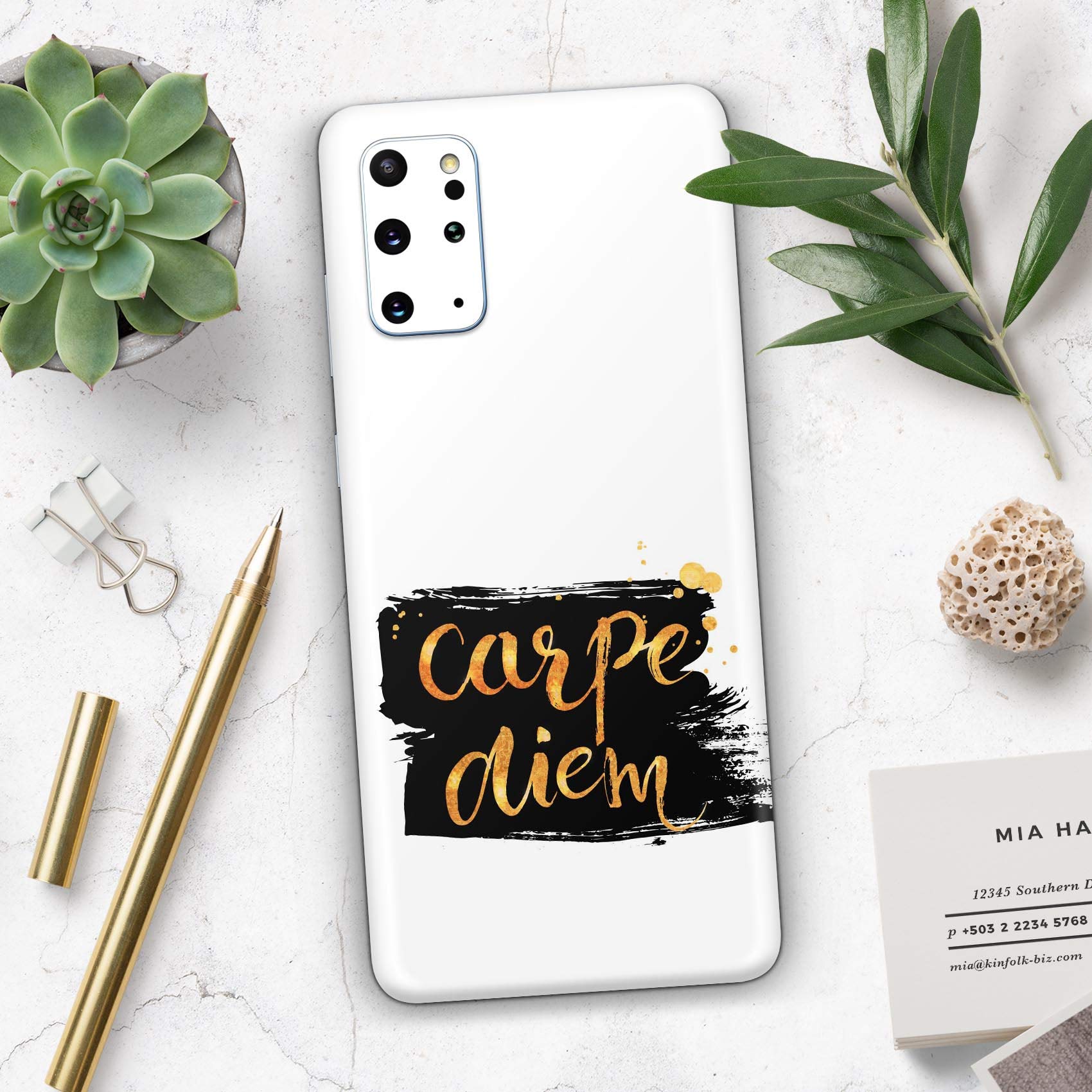 DesignSkinz Lux Carpe Diem Protective Vinyl Decal Wrap Skin Cover Compatible with The Samsung Galaxy S20 (Screen Trim & Back Glass Skin)