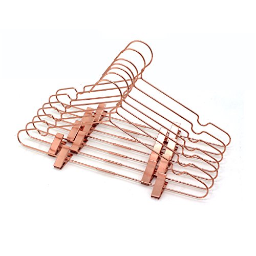 25Pack Koobay 17" Metal Hook Wire Rose Gold Copper Hangers with Clips Clothes Stroage Coat Hangers