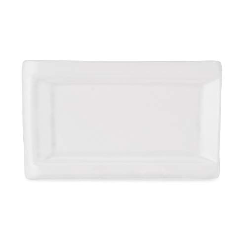 Hinomaru Collection White Porcelain Rectangular Serving Plates Set of 6 Durable Porcelain Multi Purpose Platters Party Tray Home Use Plates Restaurant Supply (10.5" L x 6.25" W x 1" H)