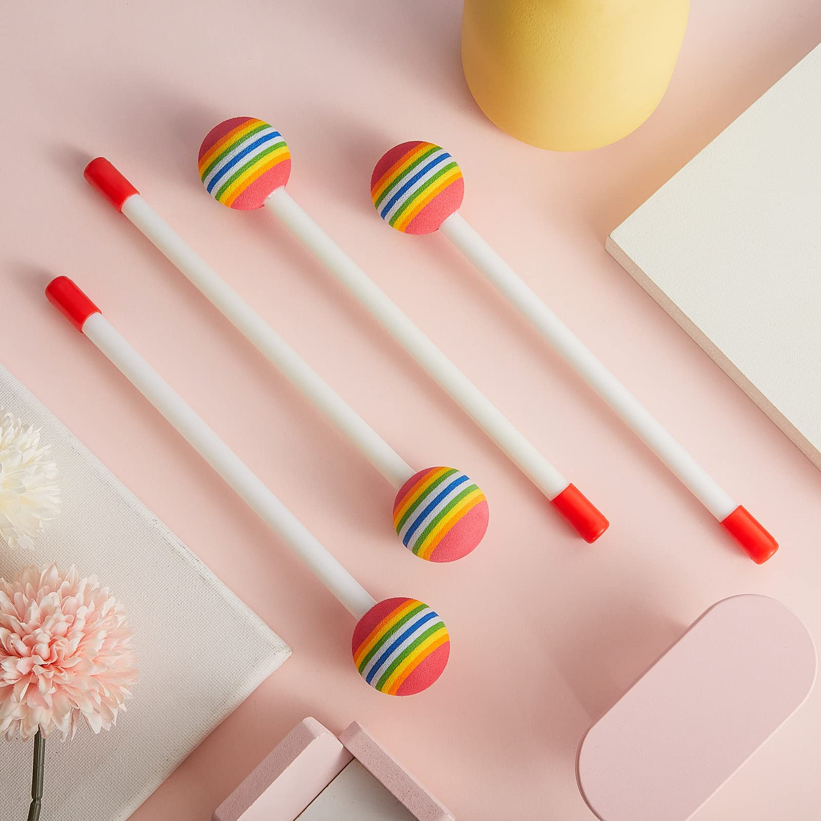 12 Pcs Lollipop Drum Mallet Sticks Round Rainbow Hammer Percussion Sticks Plastic Drumsticks for Kids Child Mallet Musical Toy Mallet Hand Foam Hammer Toy for Adults Musical Instrument Accessories