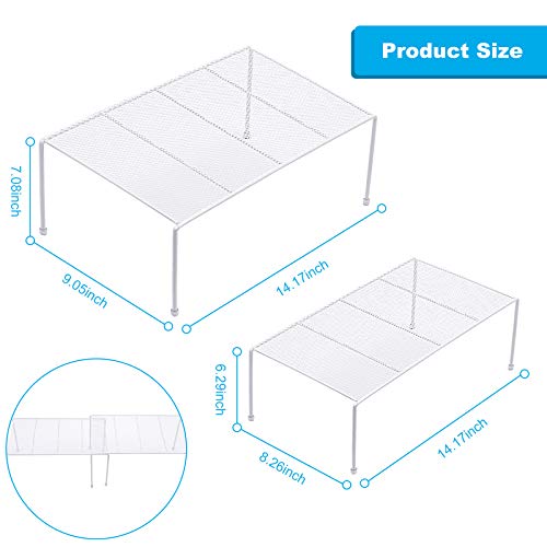yaenoei Expandable Stackable Kitchen Cabinet and Counter Shelf Organizer,Kitchen Shelves, Cabinet Organization,White