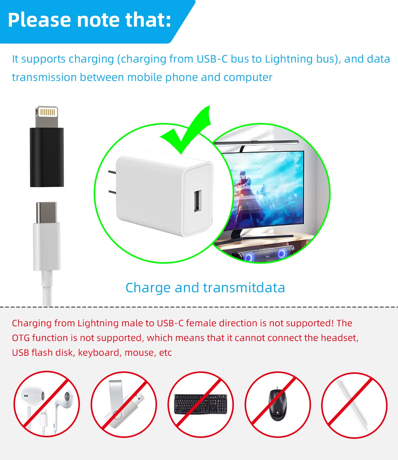 4Pack USB C Female to Lightning Male Adapter for iPhone 12 11 mini XR/XS/SE/7/8/X/Plus/Pro Max Ipad Air Mini Type Compatible with Charging Data Transmission Connect Charger Connector Cable Converter
