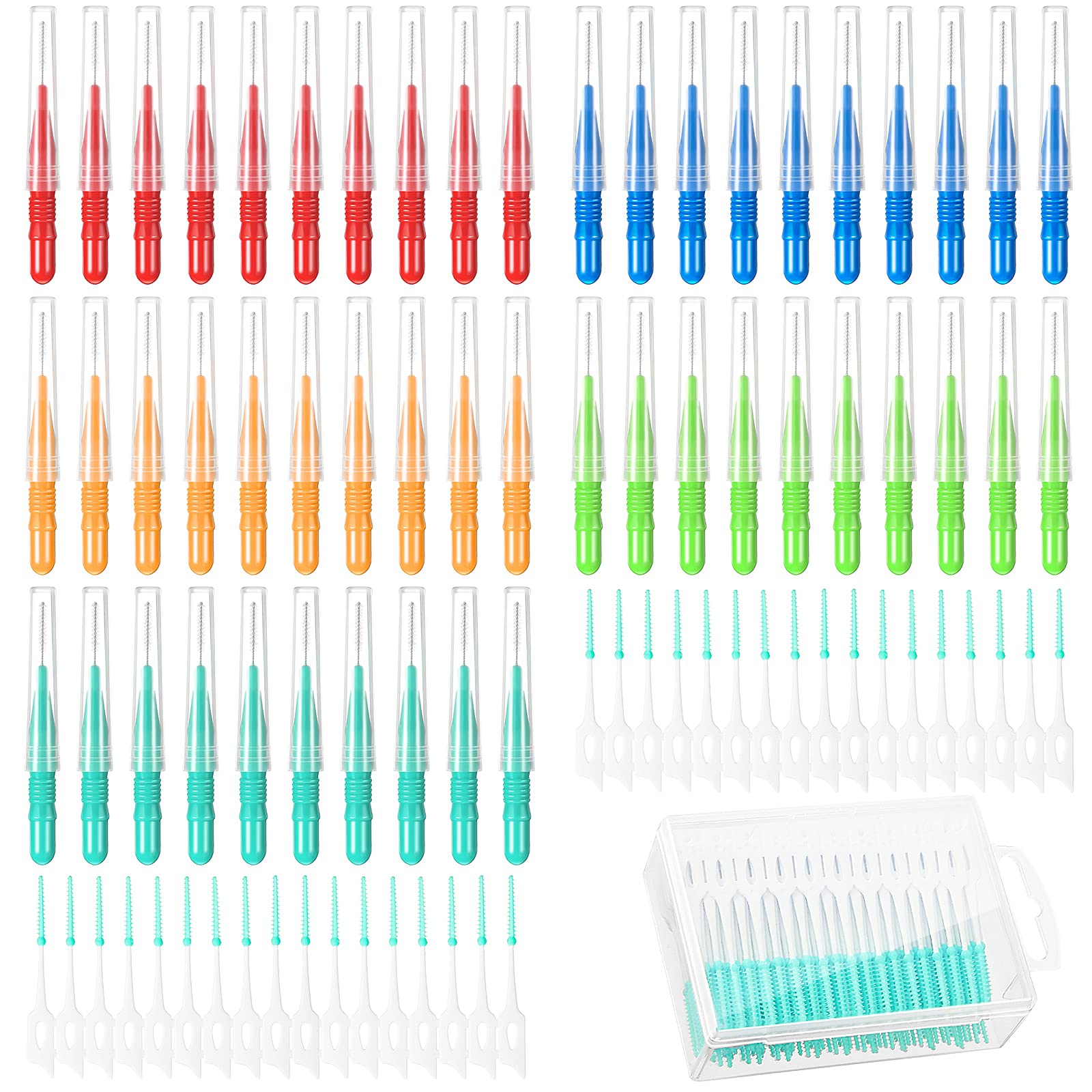 350 Pieces Soft Interdental Brush Steel Dental Picks Mixed Color Dental Flosser Oral Brush Floss Silicone Tooth Cleaning Tool for Oral Mouth Teeth Cleaning
