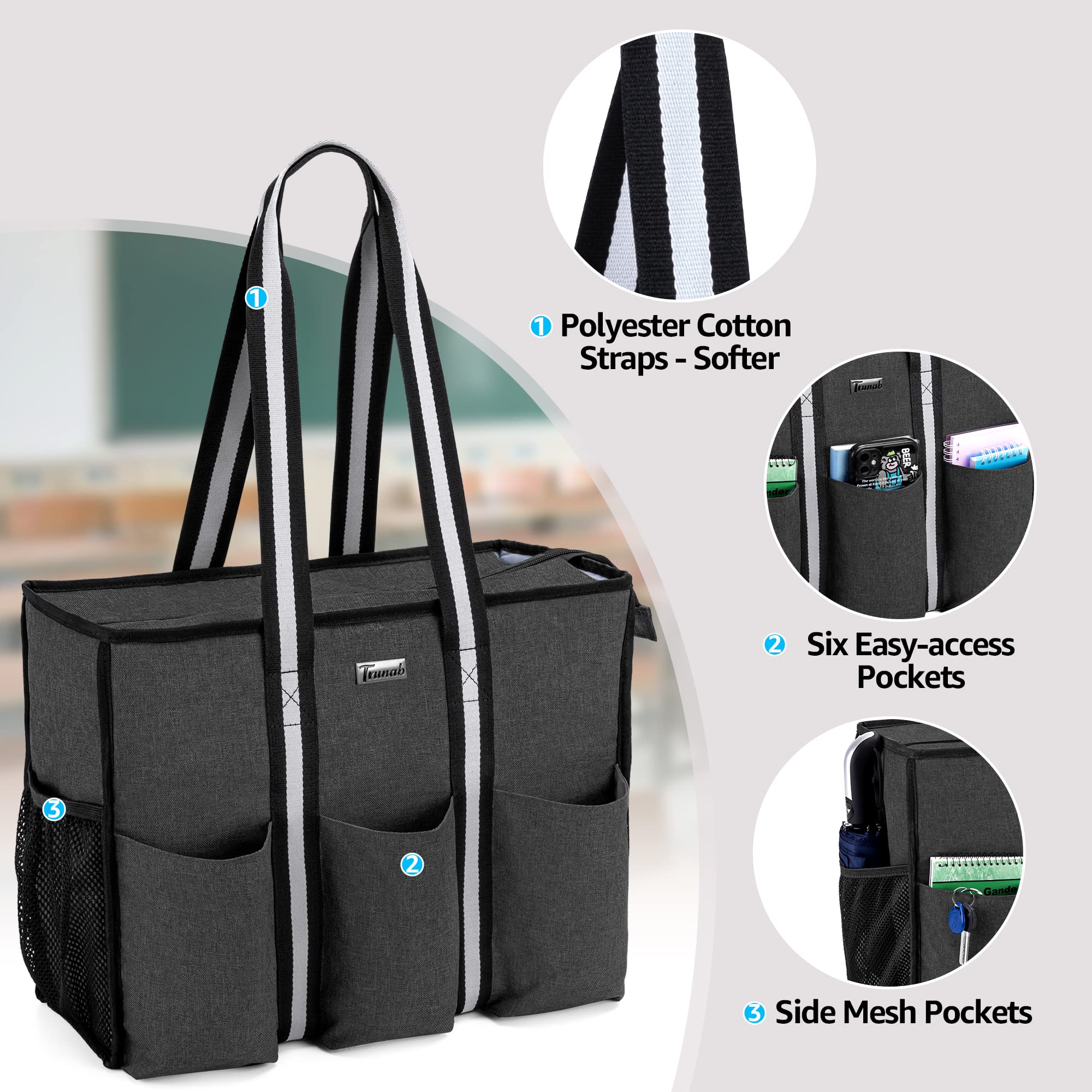 Trunab Nurse Tote Bag for Work, 15.6" Laptop Bag with Multiple Pockets for Hospice Visit, Home Health Care, Nursing Students