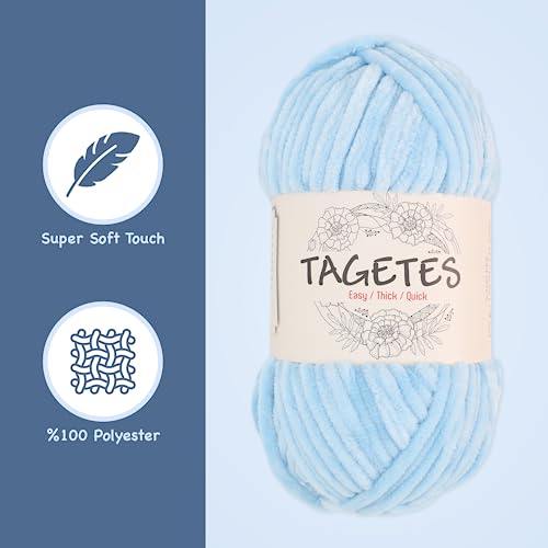 2 Pcs - Soft and Bulky Velvet Yarn for Knitting Thick & Quick | 2x100g Yarn Crochet and Knitting Assorted Yarn Baby Velvet Bulk for Adults and Kids (Baby Blue)