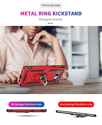 Androgate Samsung Galaxy S8 Case with HD Screen Protectors (NOT fit S8 Plus), Military-Grade Metal Ring Holder Kickstand 15ft Drop Tested Shockproof Cover Case for Samsung Galaxy S8 (2017) Red