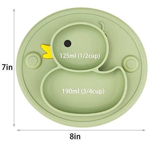 Lightening Corp Baby Plate Silicone Suction Toddler Plates, Divided Dishes for Toddler Kids, Self Feeding, BPA Free, Microwave and Dishwasher Safe (SP-21)