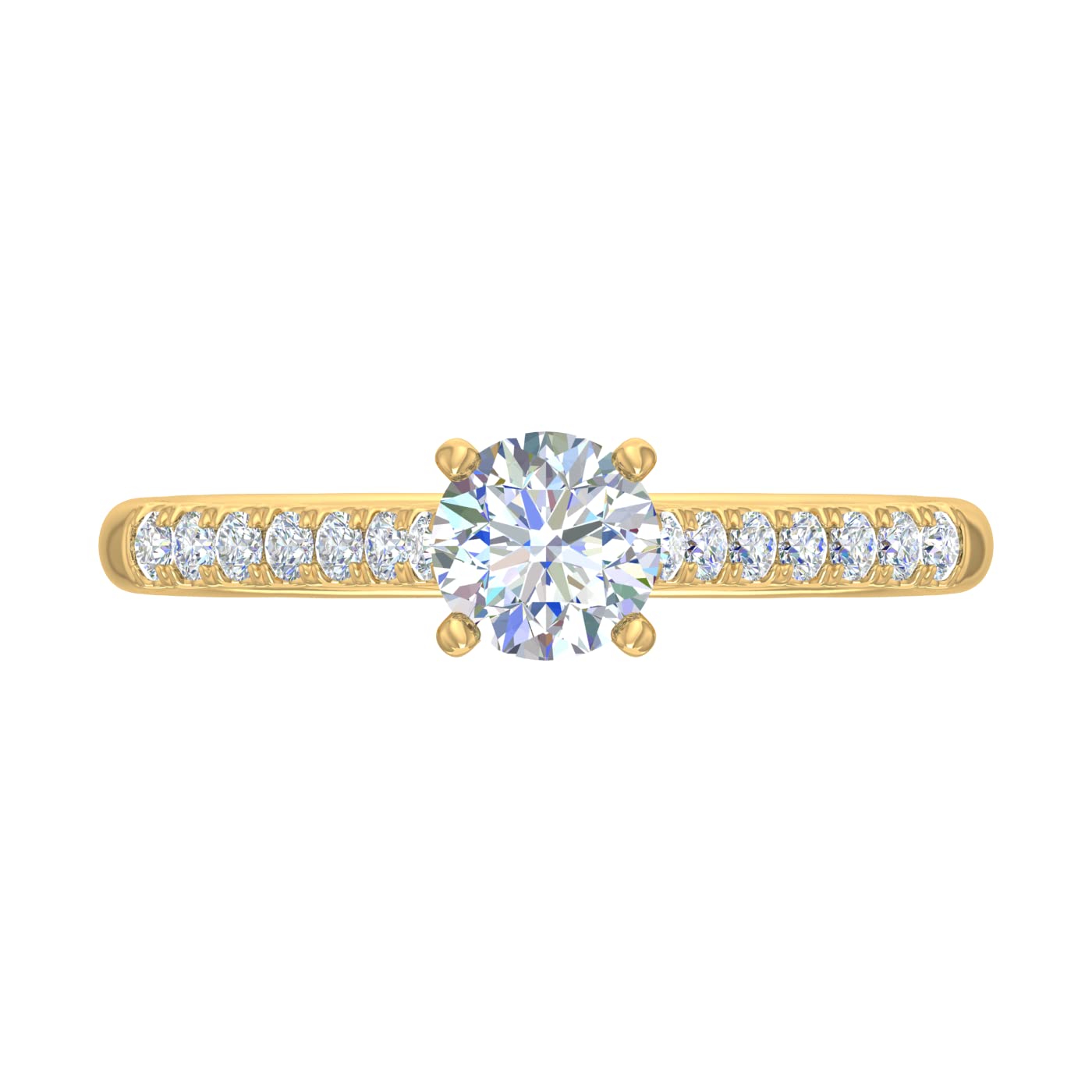 1/2 Carat Prong Set Solitaire Diamond Engagement Ring Band in 14K Yellow Gold (Ring Size 7)