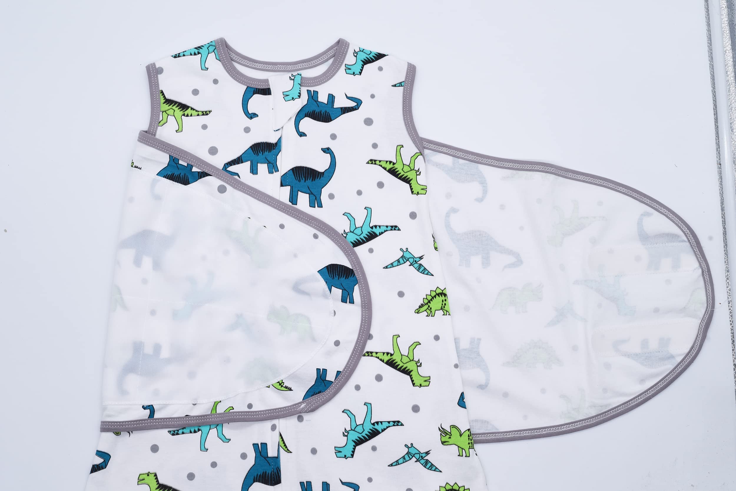 AugTwig Baby Sleepsack Swaddle 3-Way Adjustable Wearable Blanket Boy and Girl,100% Cotton,6-12 Months(Green Dinosaur)