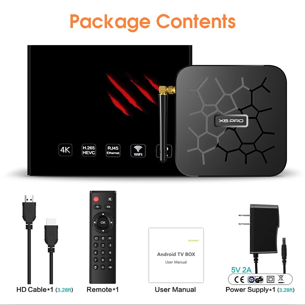 Android TV Box 10.0, X6 PRO Android Box 4GB RAM 64GB ROM Allwinner H616 Quad-core 64bit, Support 2.4G/5.8G WiFi 4K Utral HD / 3D / H.265 with Bluetooth Smart TV Box