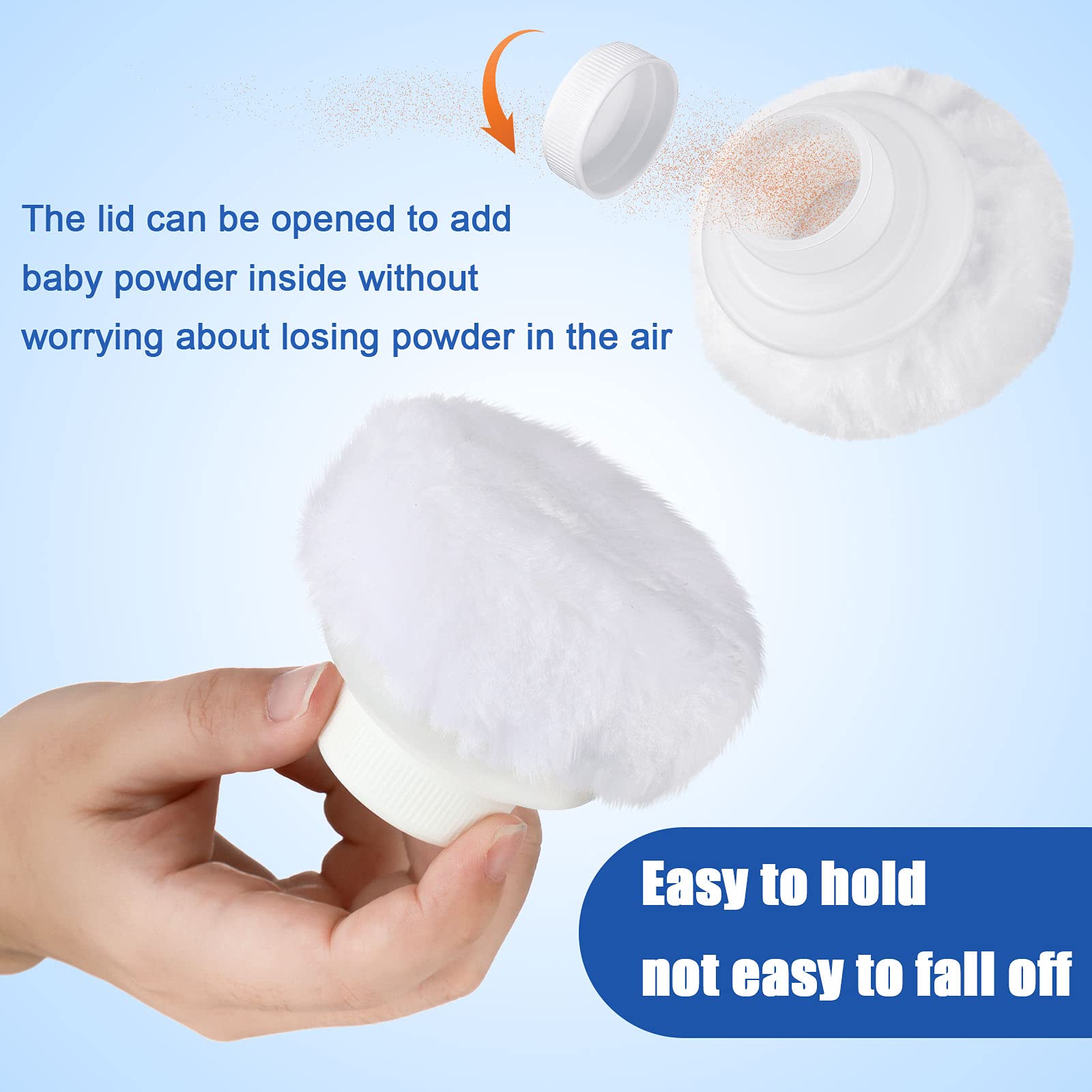 4 Pcs Body Powder Container After Bath Baby Fluffy Puff Kit Baby Body Care Cosmetic Bath Powder Container with a Large Handle Puff Box for Home Travel