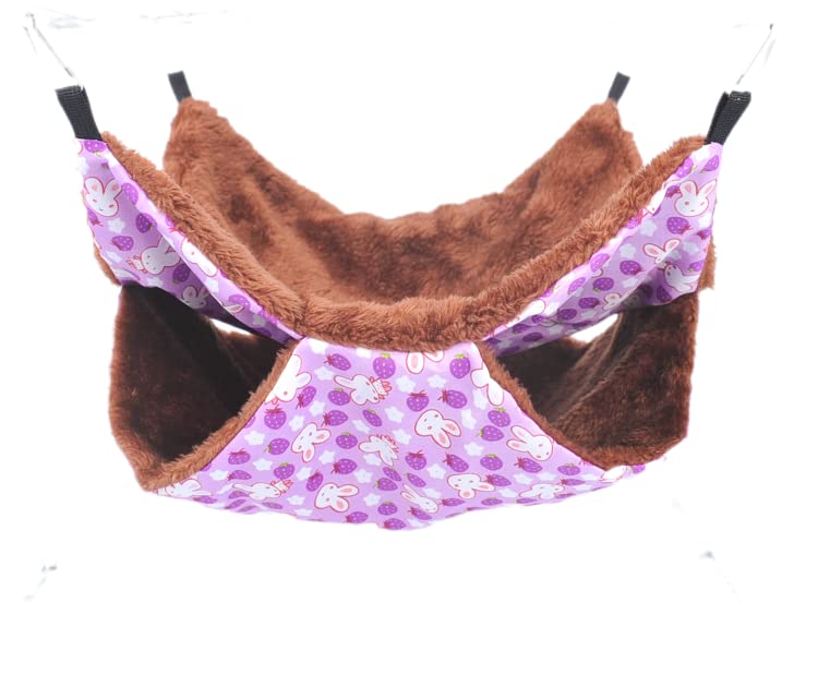 2 PCS 13.7×13.7inch Small Guinea Pig Rat Hammock Guinea Pet Small Animal Hanging Hammock Bunkbed for Sugar Glider Squirrel Playing(Blue and Purple)