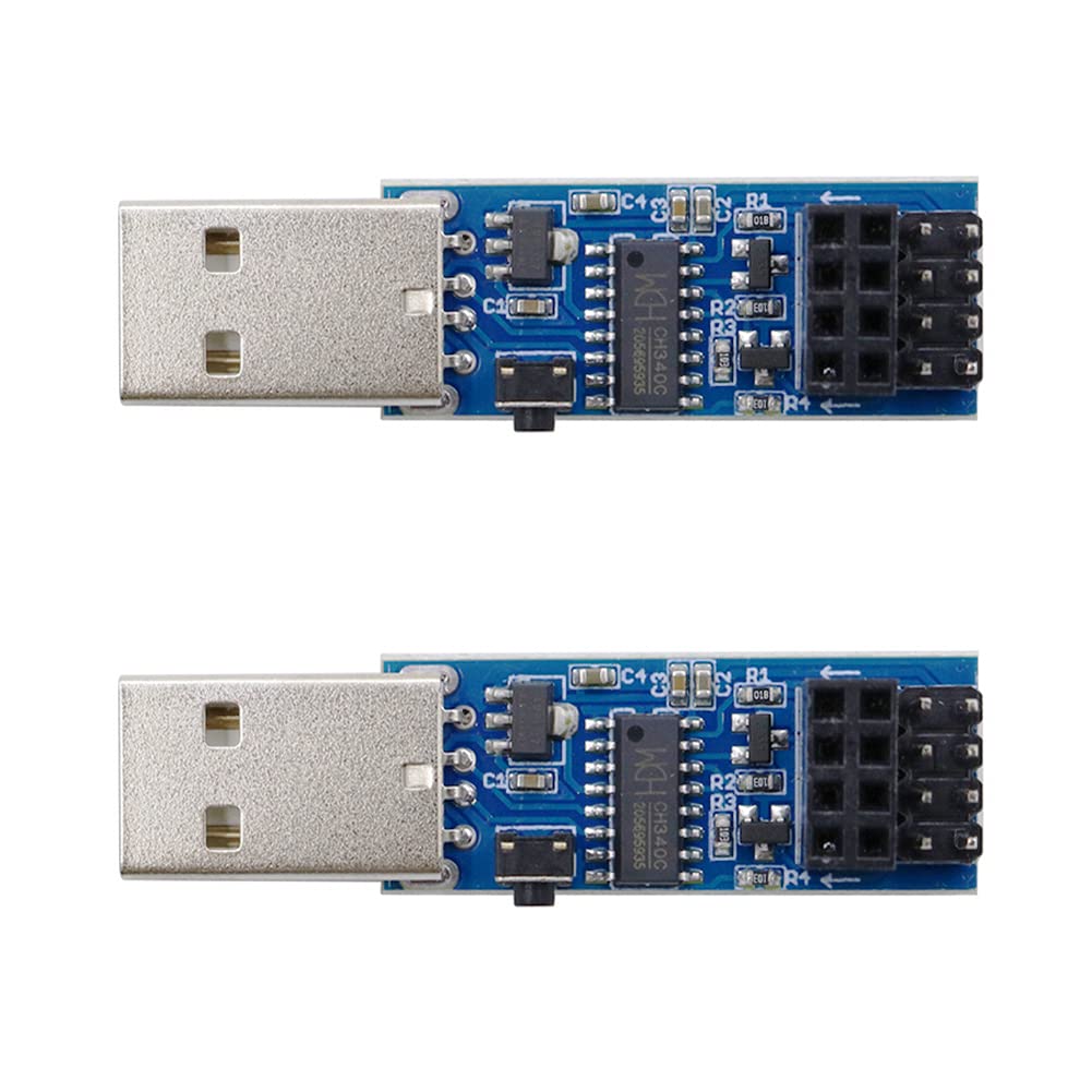 Stemedu 2PCS USB to ESP8266 Adapter Module ESP-01 Prog ESP-01S Programmer Downloader CH340C Driver with Reset Button, Easy to use