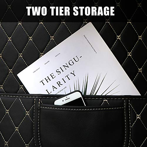 Aiydachy Kick Mats Back Seat Protector 2 Pack Car Back Seat Cover Premium Fabric Odor Free Protect Your Leather Seat with 2 Storage Pocket